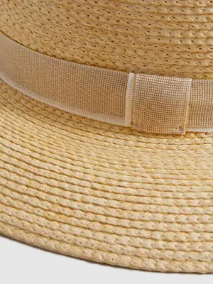 REISS Gracie Raffia Short Brim Sun Hat