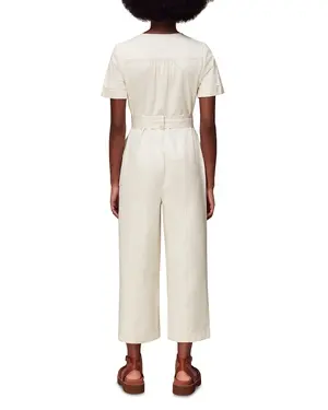 Whistles Zip Front Denim Jumpsuit - Ivory