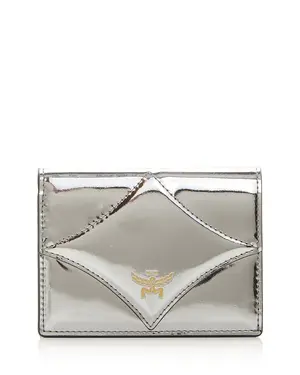 Mcm Diamond Small Leather Wallet - Silver