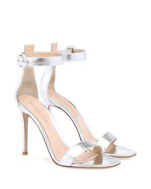 GIANVITO ROSSI Portofino 105 Sandal - Silver Nappa