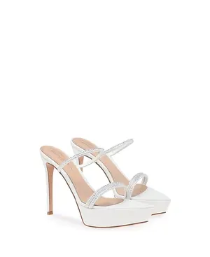 GIANVITO ROSSI Cannes Platform Mules White Suede