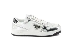 Prada Downtown Low-top Sneakers - White/metallic Silver