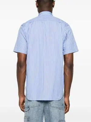 Play Comme Des Garcon Heart-patch Striped Shirt - Blue