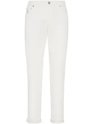 Brunello Cucinelli Logo-embroidered Jeans - White