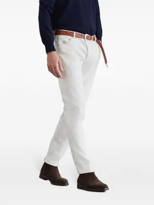 Brunello Cucinelli Logo-embroidered Jeans - White