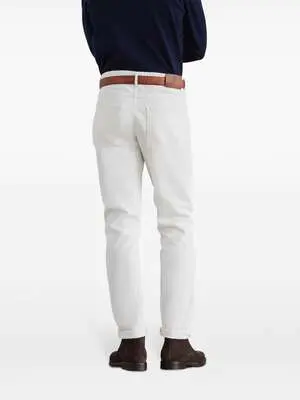 Brunello Cucinelli Logo-embroidered Jeans - White