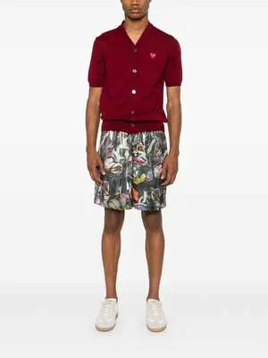 Play Comme Des Garcon V-neck Wool Cardigan - Red