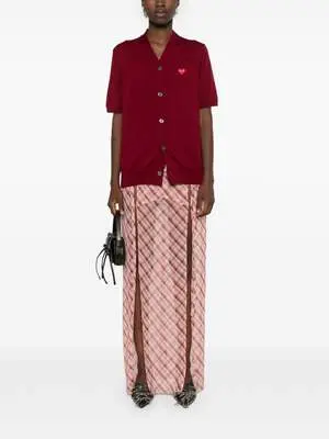Play Comme Des Garcon V-neck Wool Cardigan - Red
