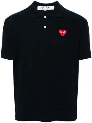 Play Comme Des Garcon Heart-patch Cotton Polo Shirt - Blue