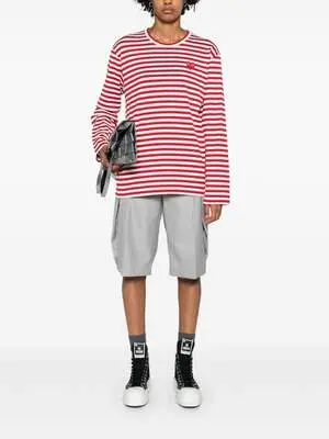 Play Comme Des Garcon Heart-patch Striped T-shirt - Red