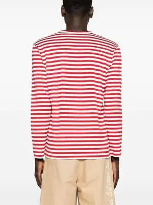 Play Comme Des Garcon Heart-patch Striped T-shirt - Red
