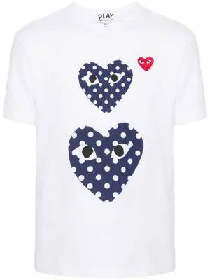 Play Comme Des Garcon Heart-motif Cotton T-shirt - White