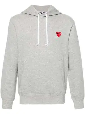 Play Comme Des Garcon Heart-motif Hoodie - Grey