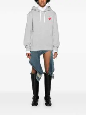 Play Comme Des Garcon Heart-motif Hoodie - Grey