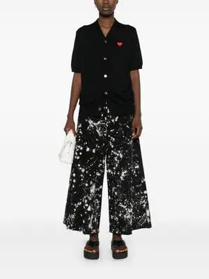 Play Comme Des Garcon V-neck Wool Cardigan - Black