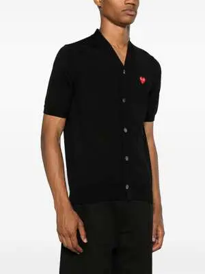Play Comme Des Garcon V-neck Wool Cardigan - Black