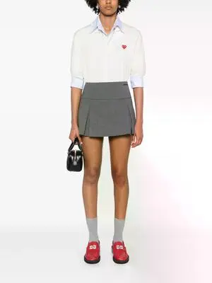 Comme Des Garçons Heart-patch Wool Polo Shirt - White