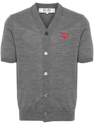 Play Comme Des Garcon Heart Patch Wool Cardigan