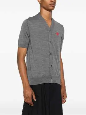 Play Comme Des Garcon Heart Patch Wool Cardigan
