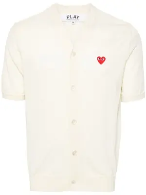 Play Comme Des Garcon Heart-patch Wool Cardigan - White