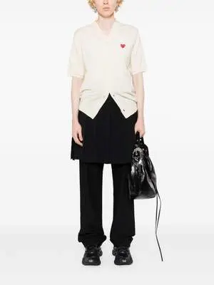 Play Comme Des Garcon Heart-patch Wool Cardigan - White