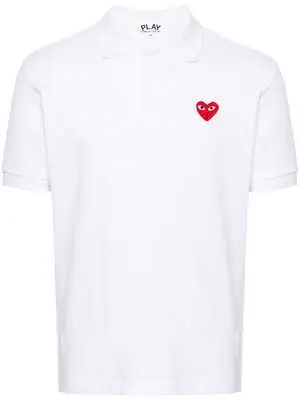 Play Comme Des Garcon Appliqué Polo Shirt - White