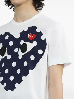 Play Comme Des Garcon Heart-print T-shirt - White
