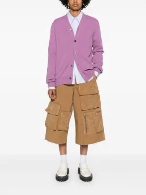 Play Comme Des Garcon Heart-patch Wool Cardigan - Purple