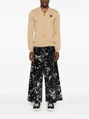 Play Comme Des Garcon Heart Patch Wool Cardigan - Neutrals