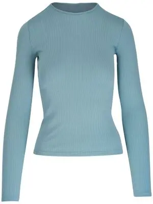 Vince Ribbed-knit Cotton T-shirt - Blue