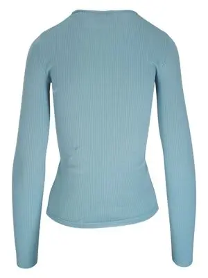 Vince Ribbed-knit Cotton T-shirt - Blue