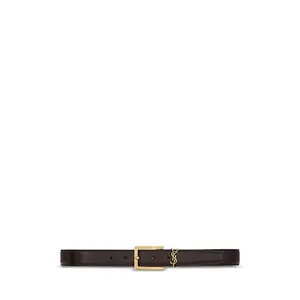 Saint Laurent Cassandre Leather Belt - Spiced Apple