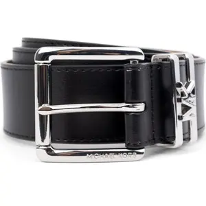 Michael Kors Leather Belt - Black/ Silver