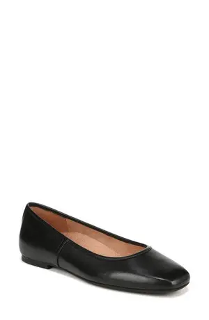 Vionic Orinda Square Toe Flat - Black Leather