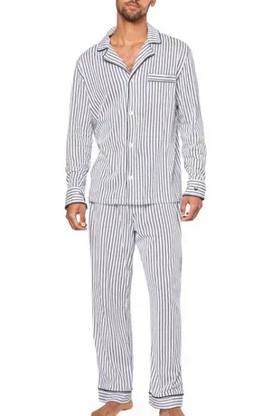 PETITE PLUME French Ticking Classic Pima Cotton Pajamas - Navy