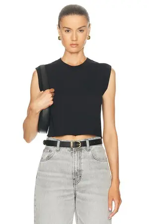 Eterne Cropped Muscle Tank Top - Black