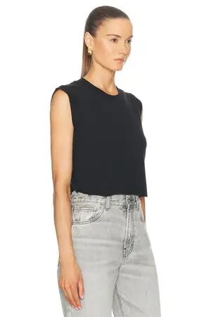 Eterne Cropped Muscle Tank Top - Black