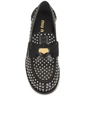 Miu Miu Studded Penny Loafer - Nero