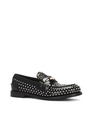 Miu Miu Studded Penny Loafer - Nero