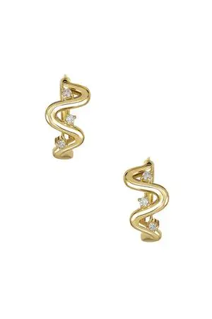 STONE AND STRAND Harbor Lights Huggie Earrings - 10k Yellow Gold & White Diamond