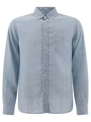 BEAMS Linen Shirt With Chest Pocket - Light Blue