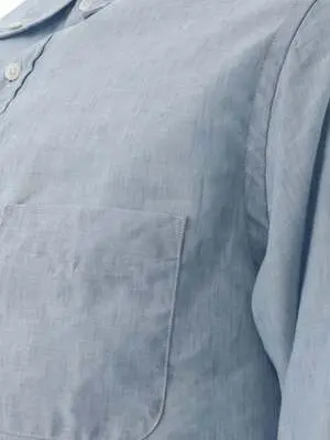 BEAMS Linen Shirt With Chest Pocket - Light Blue