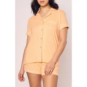 PETITE PLUME Luxe Pima Cotton Short Pajamas Orange