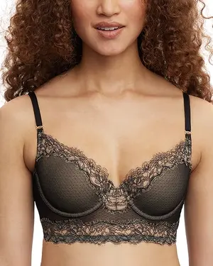 SKARLETT BLUE Entice Longline Underwire Bra - Black Nylon