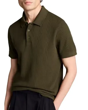 Vince Variegated Texture Polo Shirt - Night Leaf