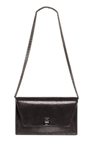 Akris Anouk Lizard Embossed Wallet On A Chain - Black