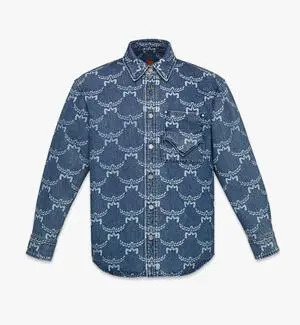 Mcm Lauretos Monogram Denim Shirt - Indigo