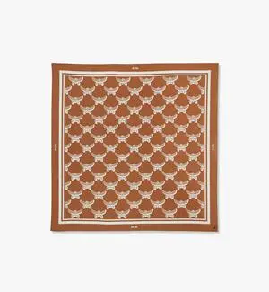 Mcm Lauretos Monogram Bandana Scarf - Cognac