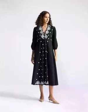 Madewell Reistor® Embroidered Drawstring Midi Dress