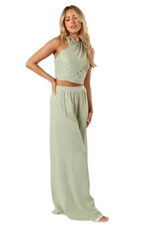 PETAL & PUP Mary Halter Crop Top & Wide Leg Pants